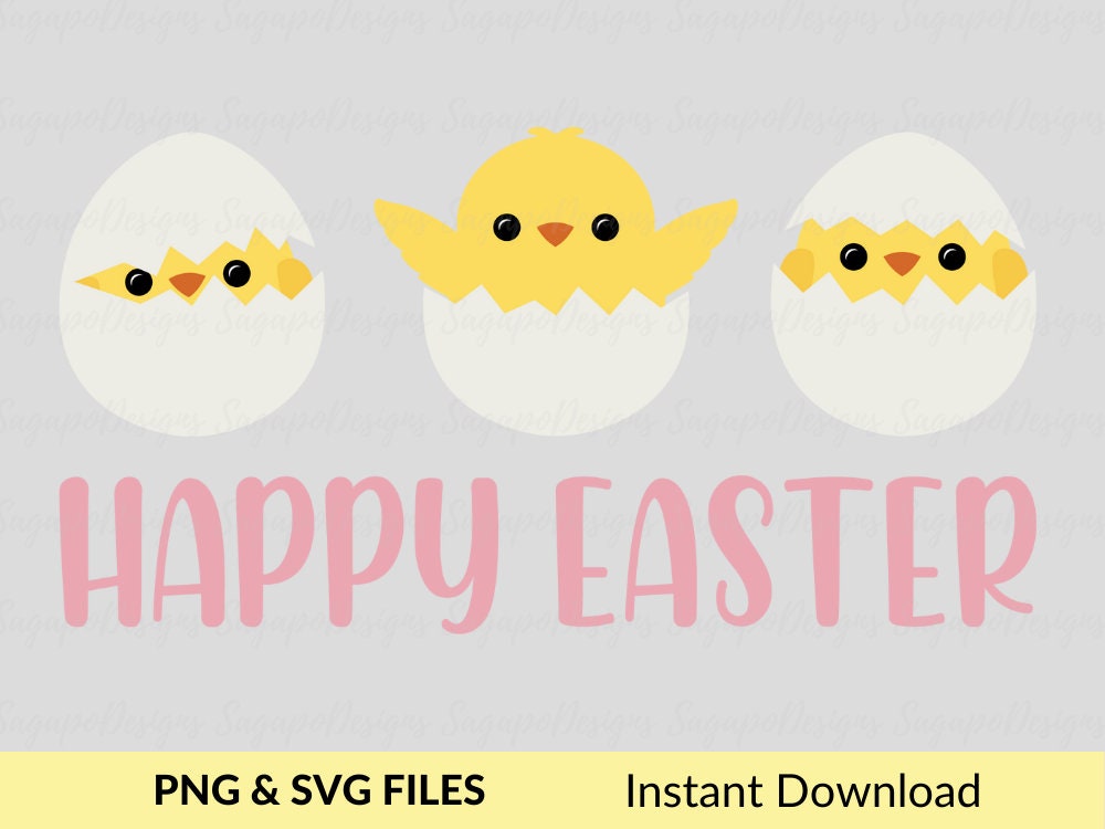 Happy Easter Chicks Svg Hatching Easter Egg SVG Easter Smiley Face Svg ...