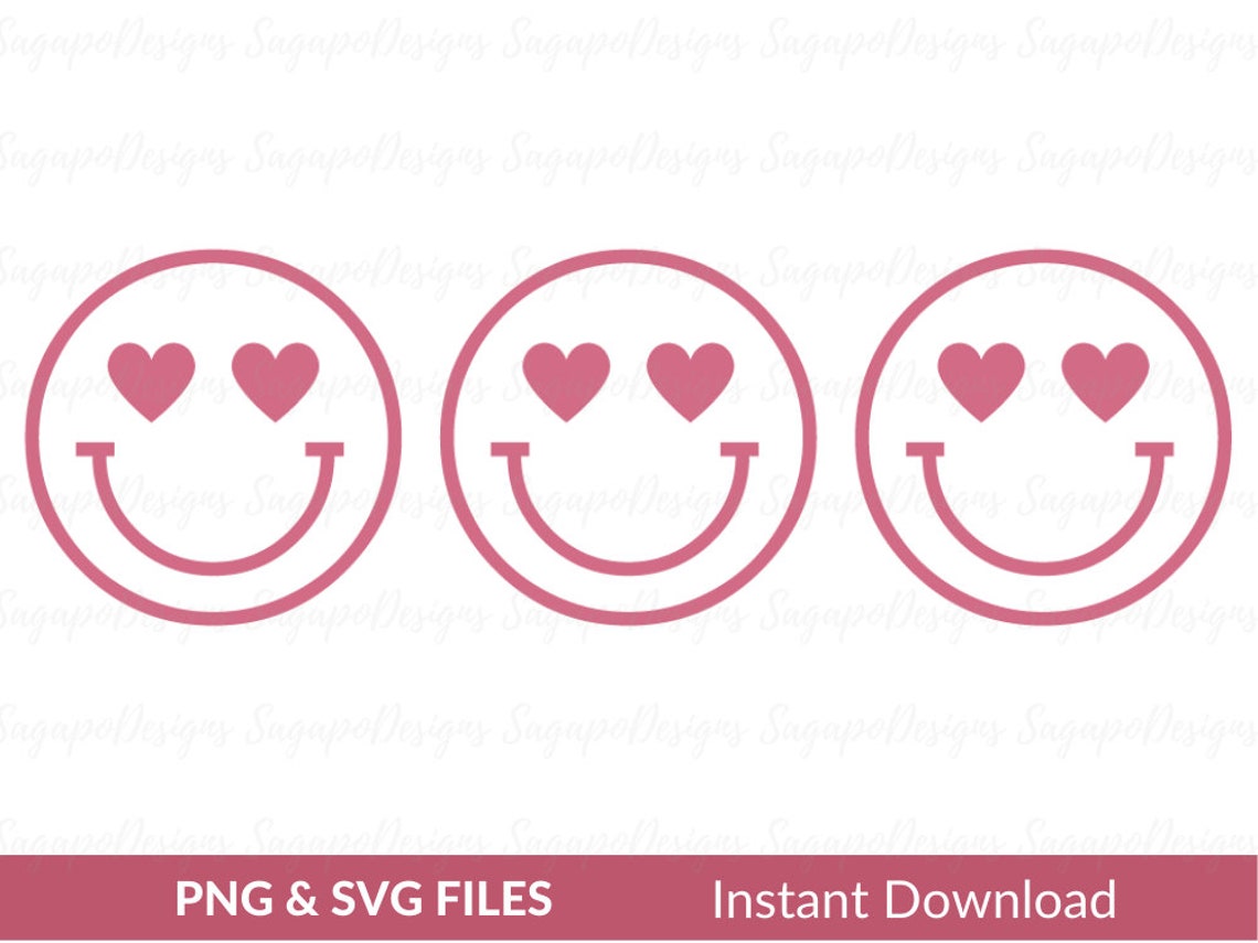 Heart Eye Emoji Svg Valentine's Day SVG Smiley Face Svg Love Valentine ...
