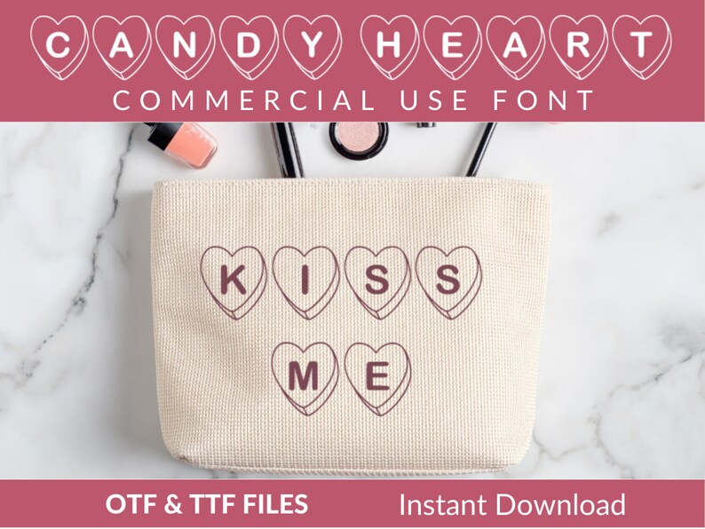 Candy Heart Font Ttf & Otf Conversation Hearts Font Valentine's Day ...