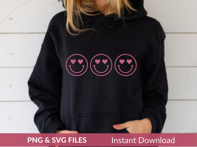 Heart Eye Emoji Svg Valentine's Day SVG Smiley Face Svg Love Valentine ...