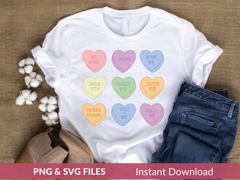 Valentines Day Candy Hearts Svg Conversation Heart SVG - Etsy