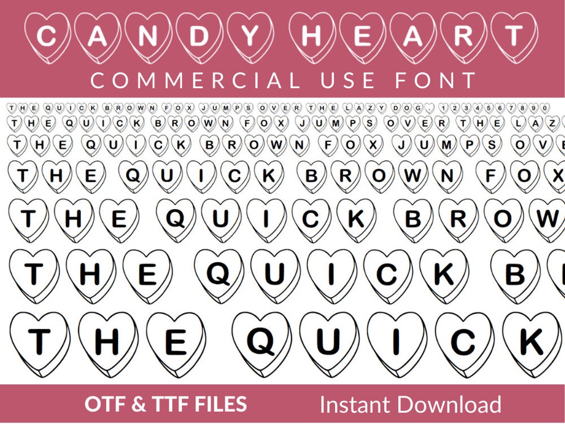 Candy Heart Font Ttf & Otf Conversation Hearts Font Valentine's Day ...