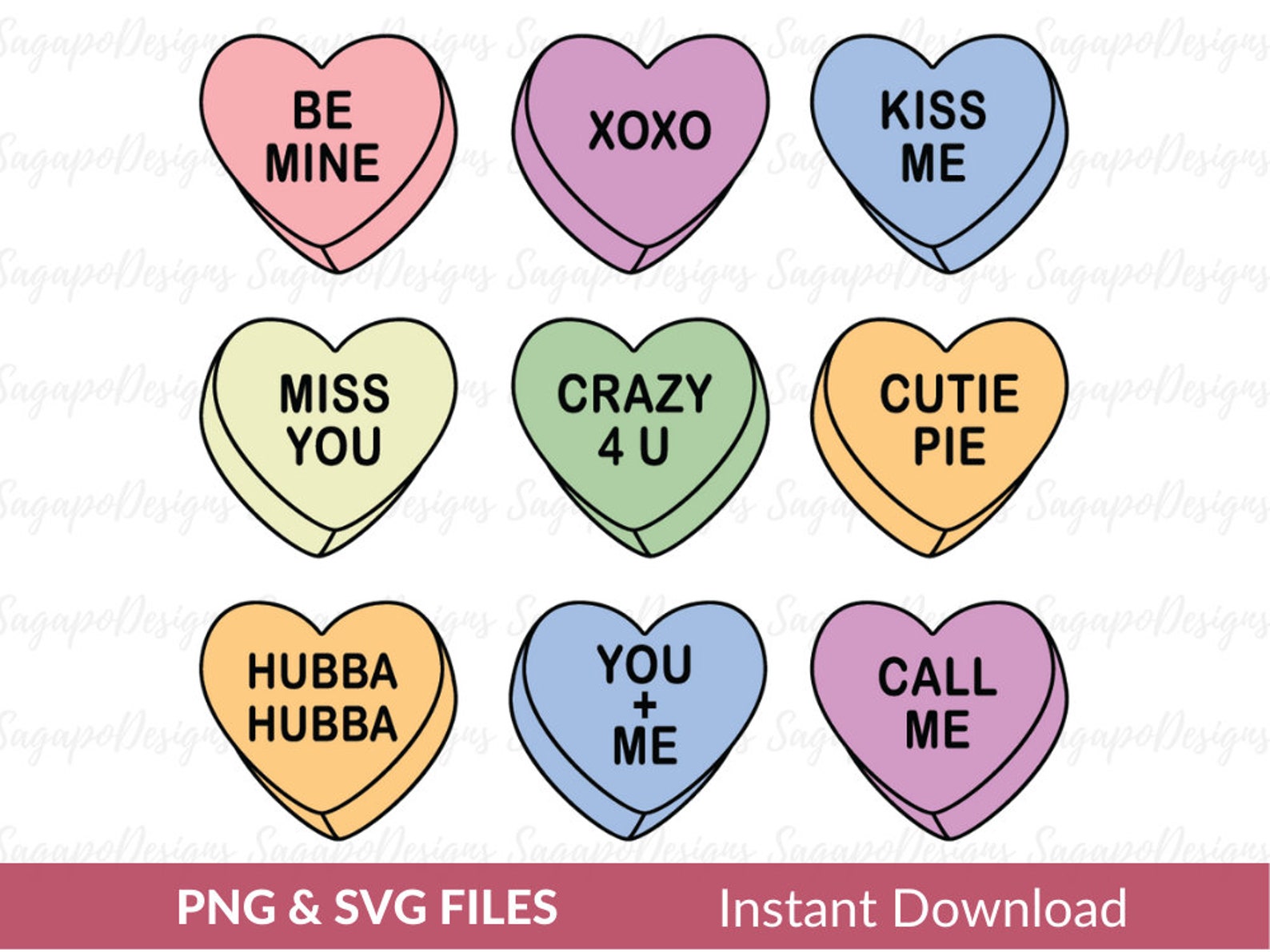 Valentines Day Candy Hearts Svg Conversation Heart SVG Valentines Day ...
