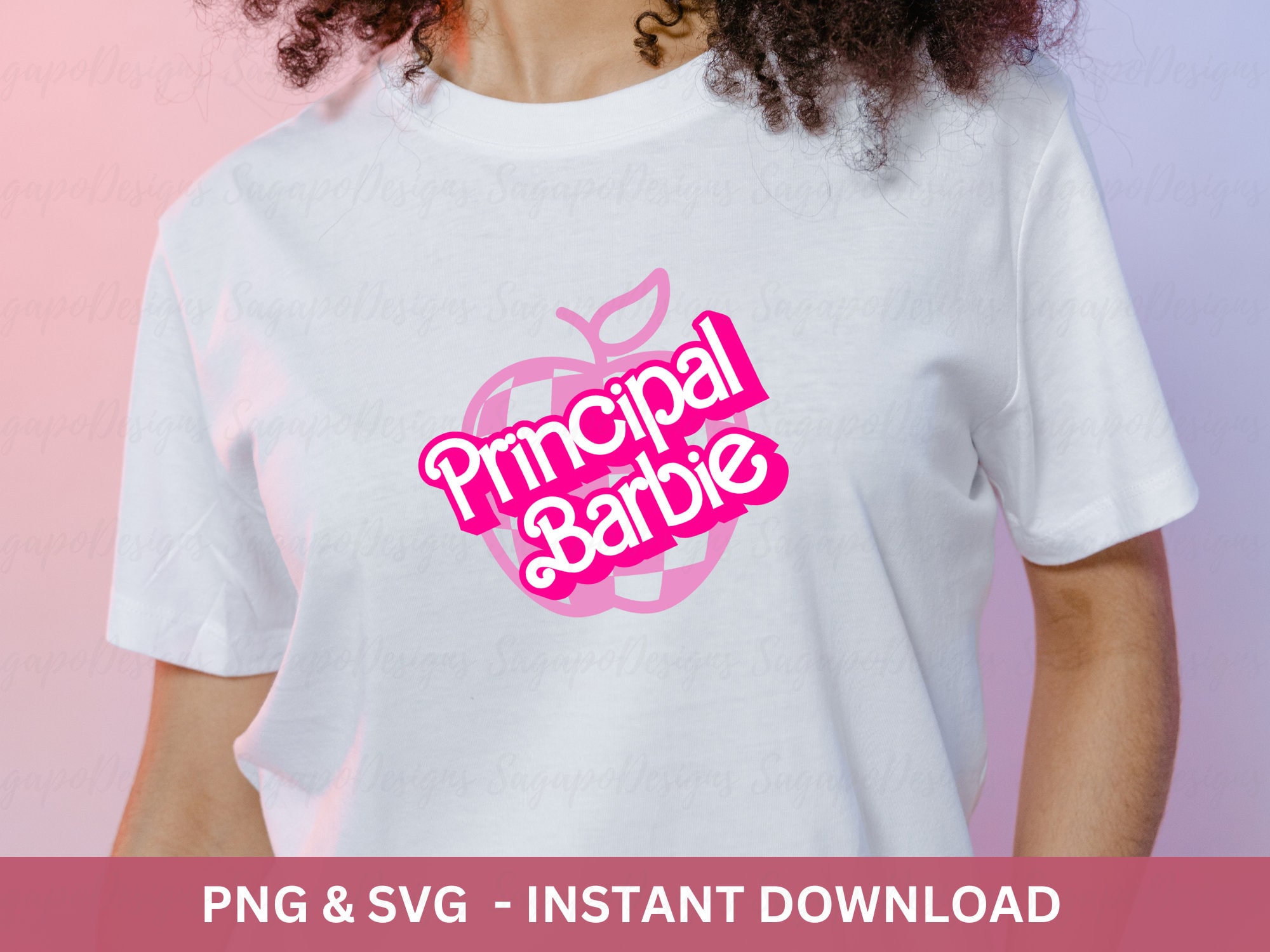 Principal Barbi SVG Barbi Font SVG Pink Checkered Apple Teacher Svg ...