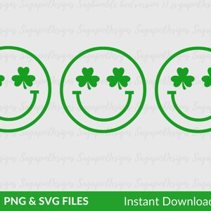 Shamrock Eyes Emoji Svg St. Paddy's Day SVG Smiley Face Svg St Patricks ...