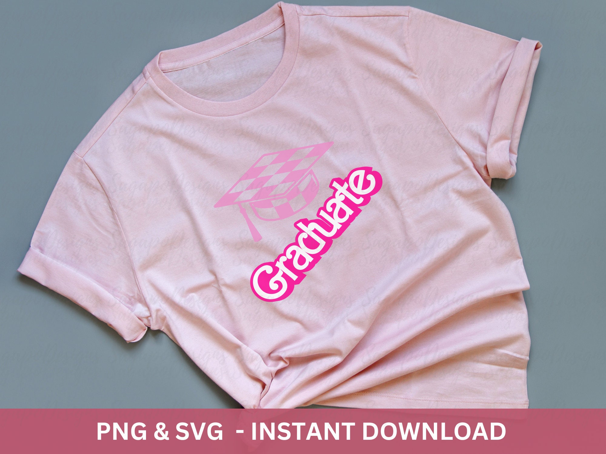 Grad Barbi SVG 2024 Graduate Barbi Font SVG Pink Checkered Grad Cap Svg ...