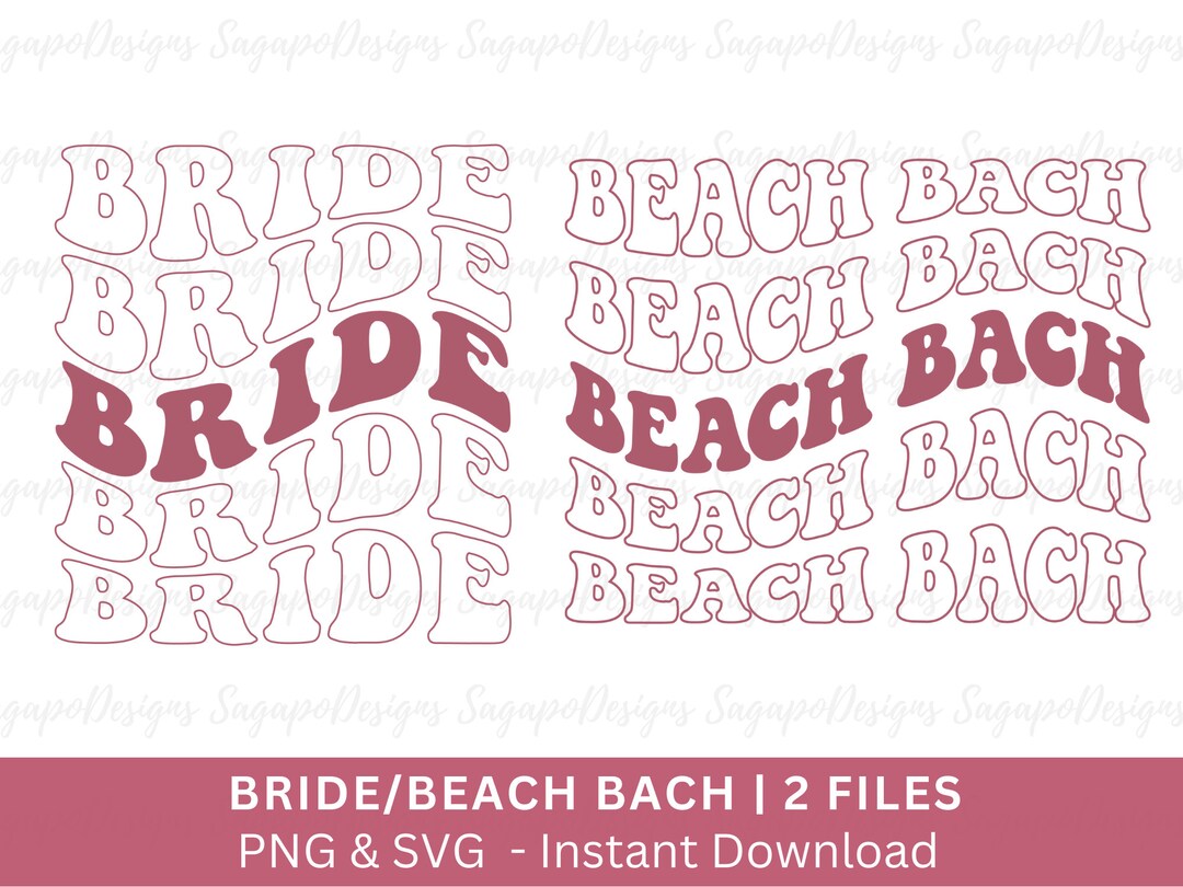 Bride Beach Bach SVG Bundle Groovy Bachelorette Shirt Svg Bridesmaids ...