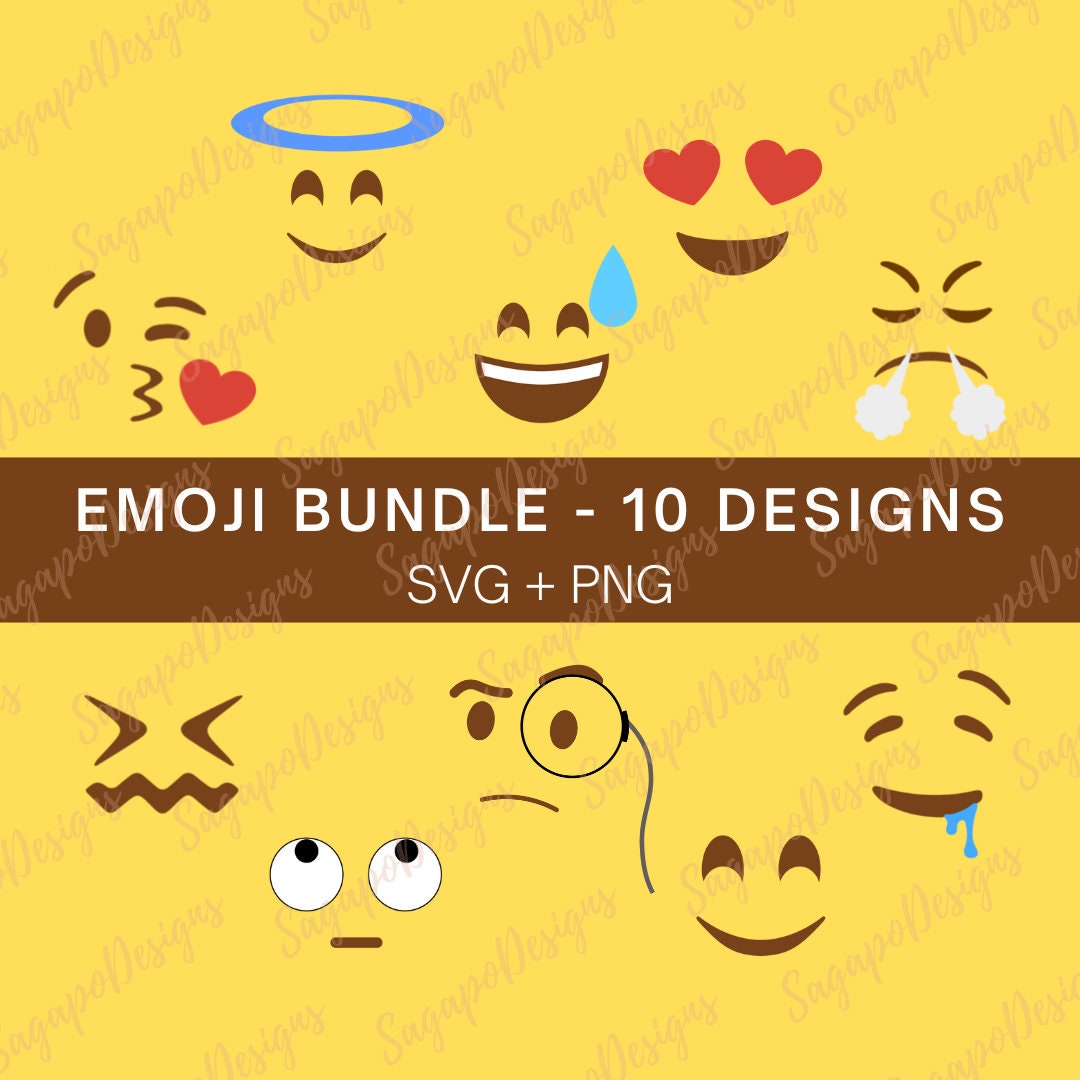 Emoji SVG 10 Pack Emoji Camisa Imprimible Hierro en Emoji Cricut ...