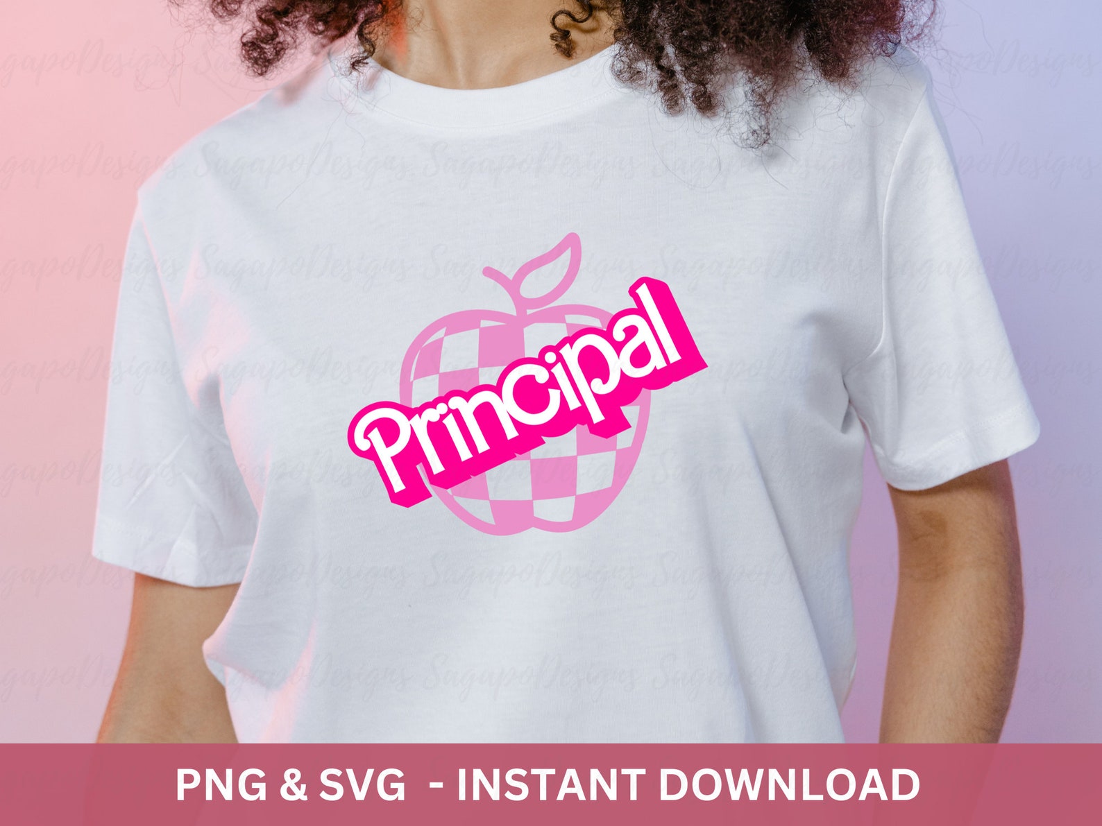 Principal Barbi SVG Barbi Font SVG Pink Checkered Apple Teacher Svg ...