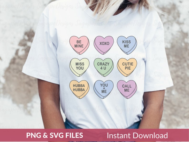 Valentines Day Candy Hearts Svg Conversation Heart SVG Valentines Day ...