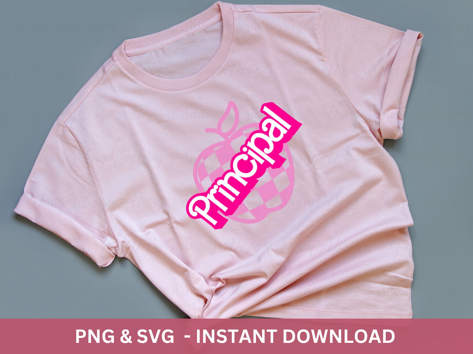 Principal Barbi SVG Barbi Font SVG Pink Checkered Apple Teacher Svg ...