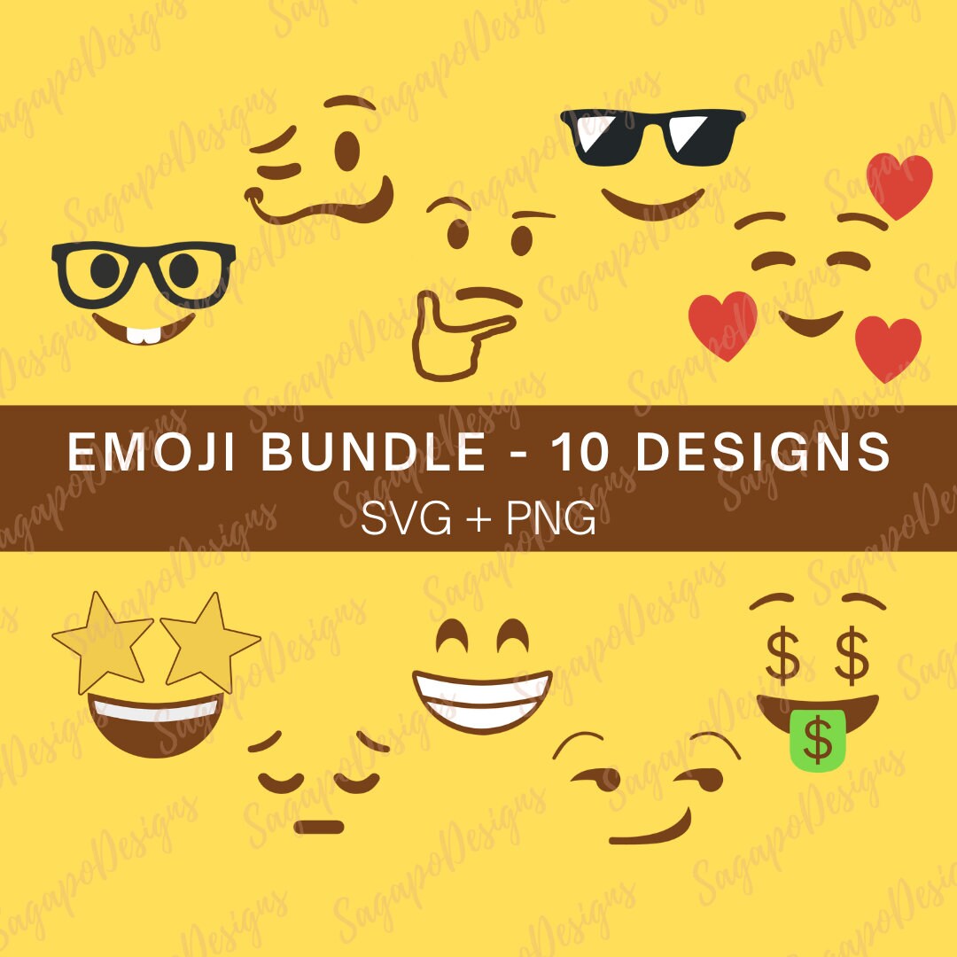 Emoji SVG 10 Pack Emoji Shirt Printable Iron on Emoji Cricut Decals - Etsy