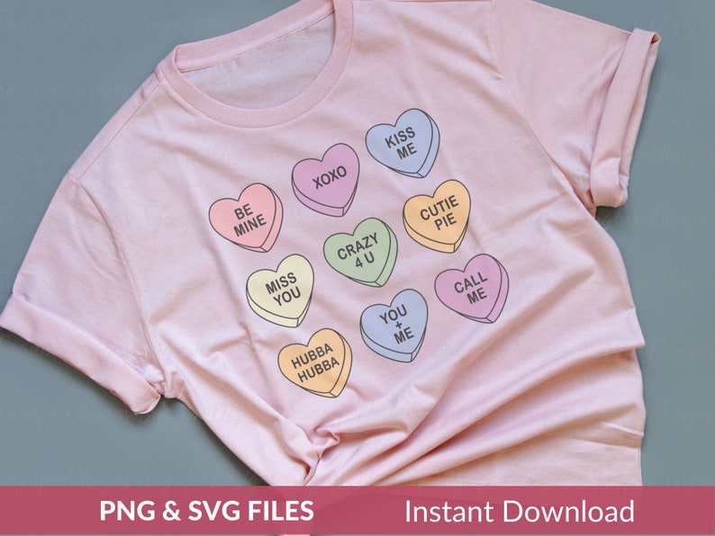 Valentines Day Candy Hearts Svg Conversation Heart SVG - Etsy