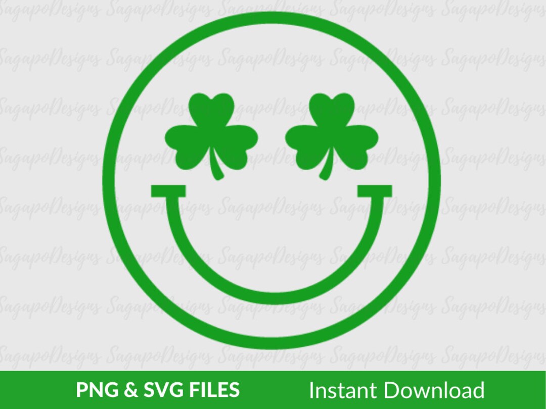 Shamrock Eyes Emoji Svg St. Paddy's Day SVG Smiley Face Svg St Patricks ...