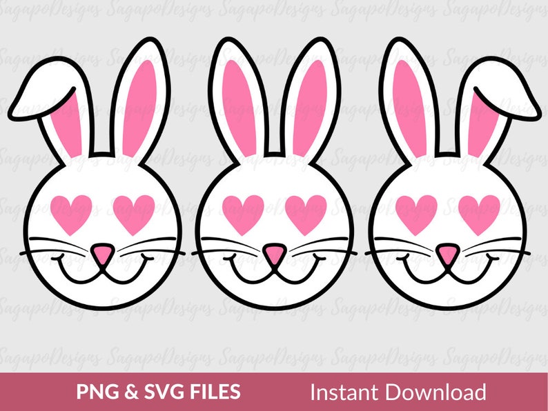 Bunny Heart Eye Emoji Svg Easter SVG Easter Bunny Smiley - Etsy