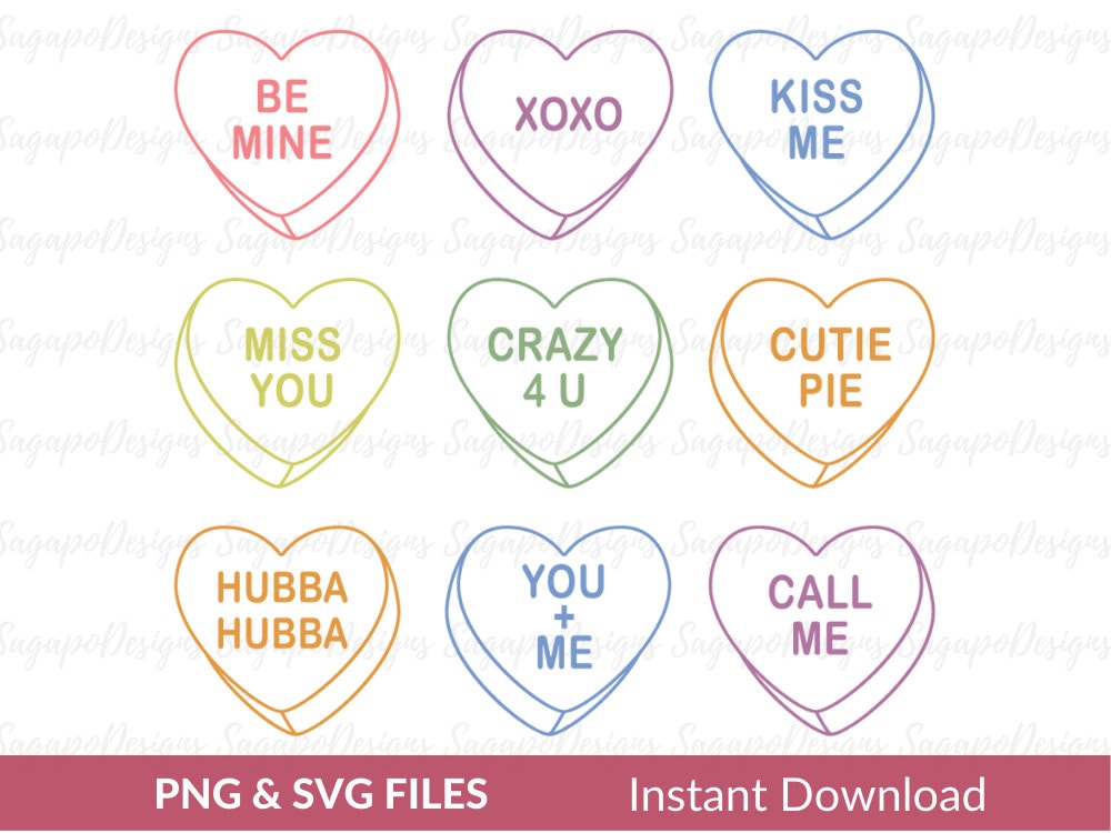 Valentines Day Candy Hearts Svg Conversation Heart SVG Valentines Day ...