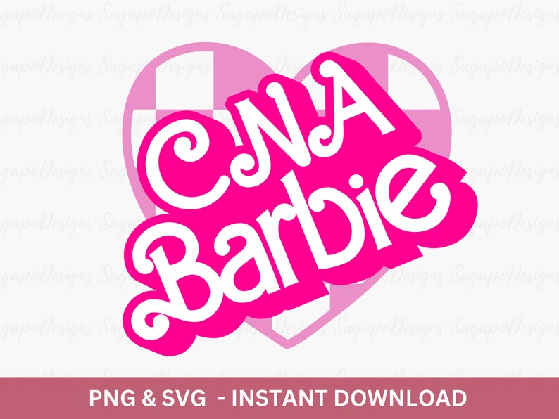 CNA Barbi SVG Barbi Font SVG Pink Checkered Heart Registered Nurse Svg ...