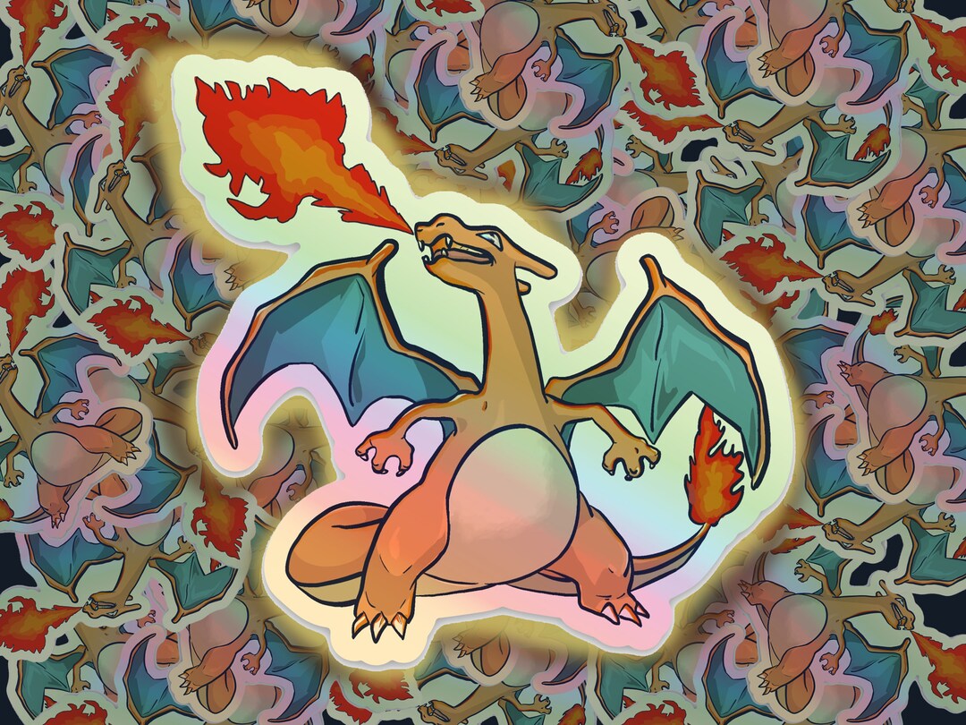 Charizard Holographic Sticker Water-resistant Vinyl Pokémon Gen 1 ...