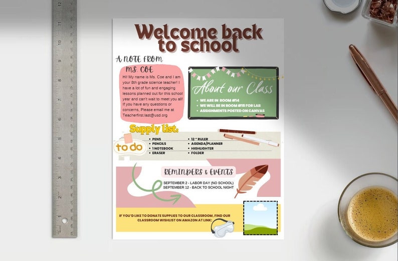 Welcome Back to School Newsletter, Editable, Open House, Parent Teacher ...