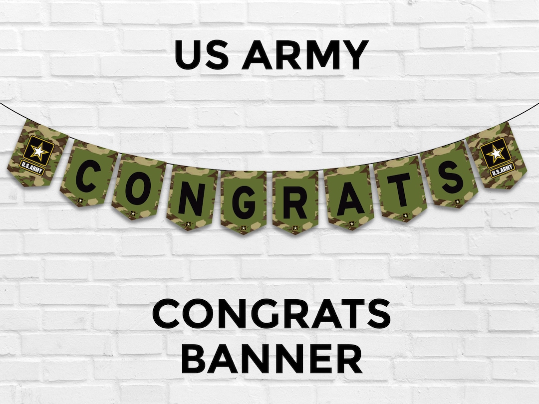 Congratulations Banner, US Army Congrats Banner, Military Banner, Camo ...