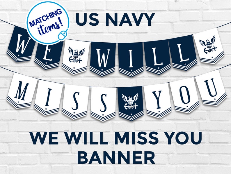 Farewell Navy US Navy USN Blue & White Deployment Banner - Etsy