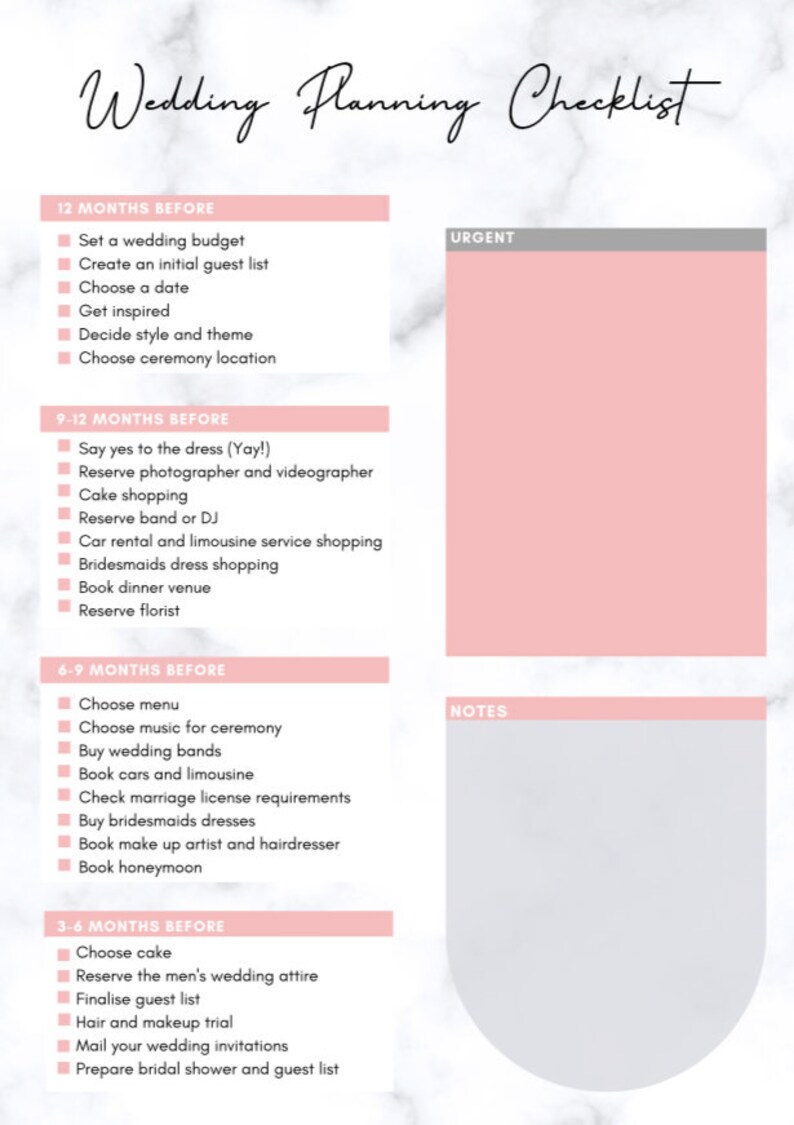 Wedding Planner Printable Checklist, Wedding Plan To-do List, Simple ...