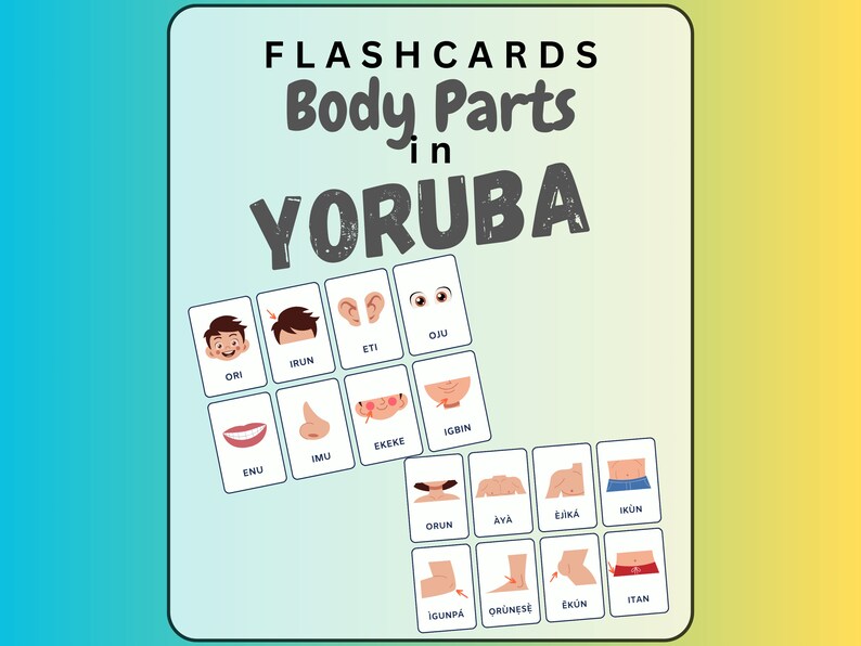 Learn Body Parts in Yoruba Flashcards Digital Product - Etsy
