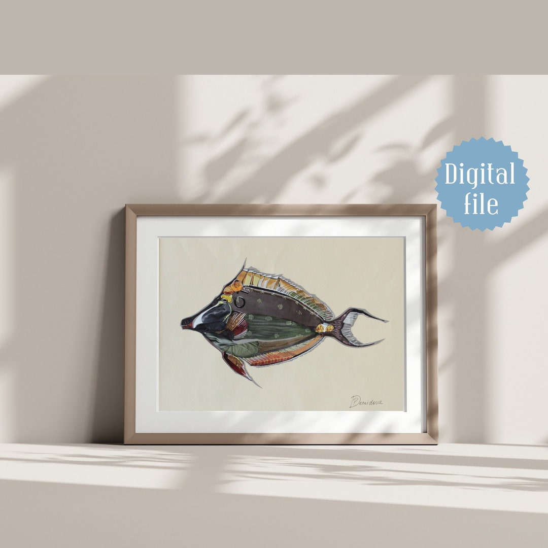 Fish Interior Poster, Affiche, Hand-drawn Fish Artwork, Animal Fish ...