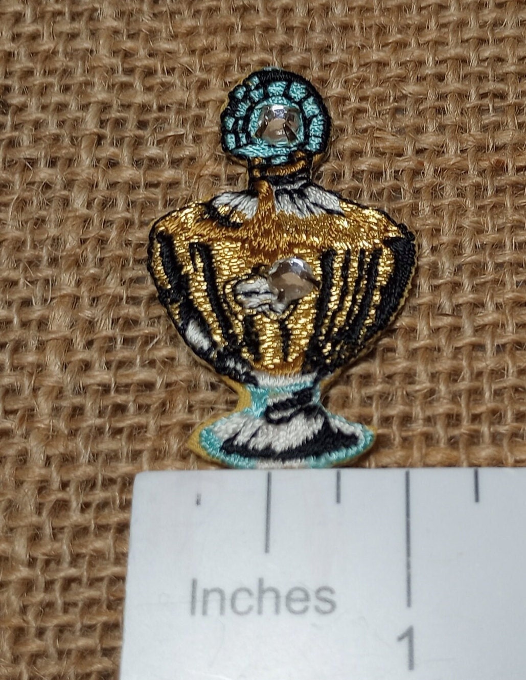 25 Iron on Patches Perfume Bottle Embroidery With Rhinestones 1 X 1.75 ...