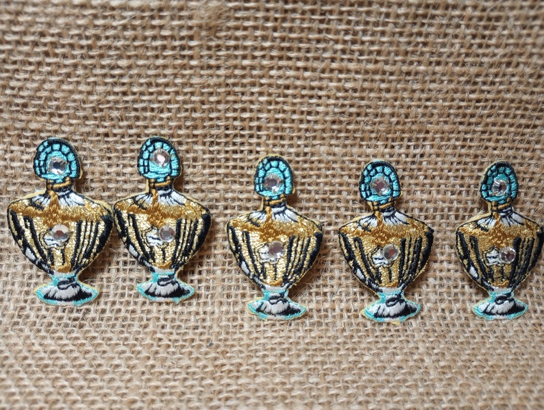 25 Iron on Patches Perfume Bottle Embroidery With Rhinestones 1 X 1.75 ...