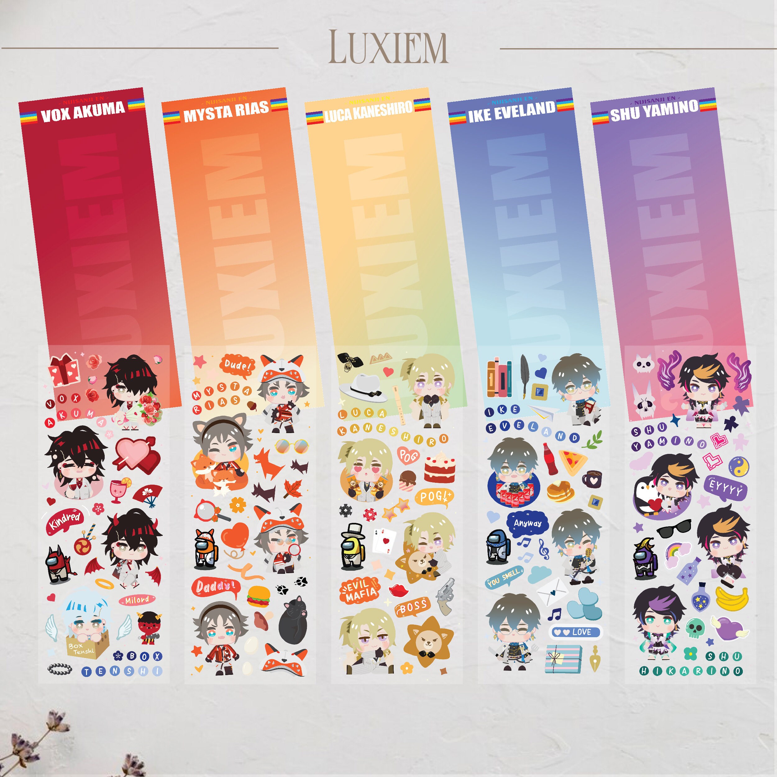 Nijisanji EN Luxiem Chibi Sticker Sheet Diy Acrylic Charms - Etsy Hong Kong