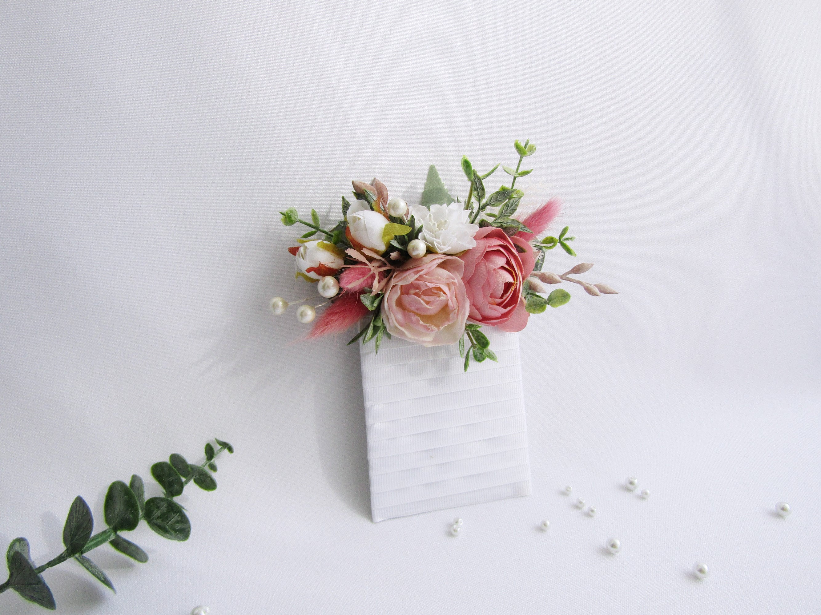 Blush Pink Pocket Boutonniere, White Pocket Boutonniere, Blush Flower ...