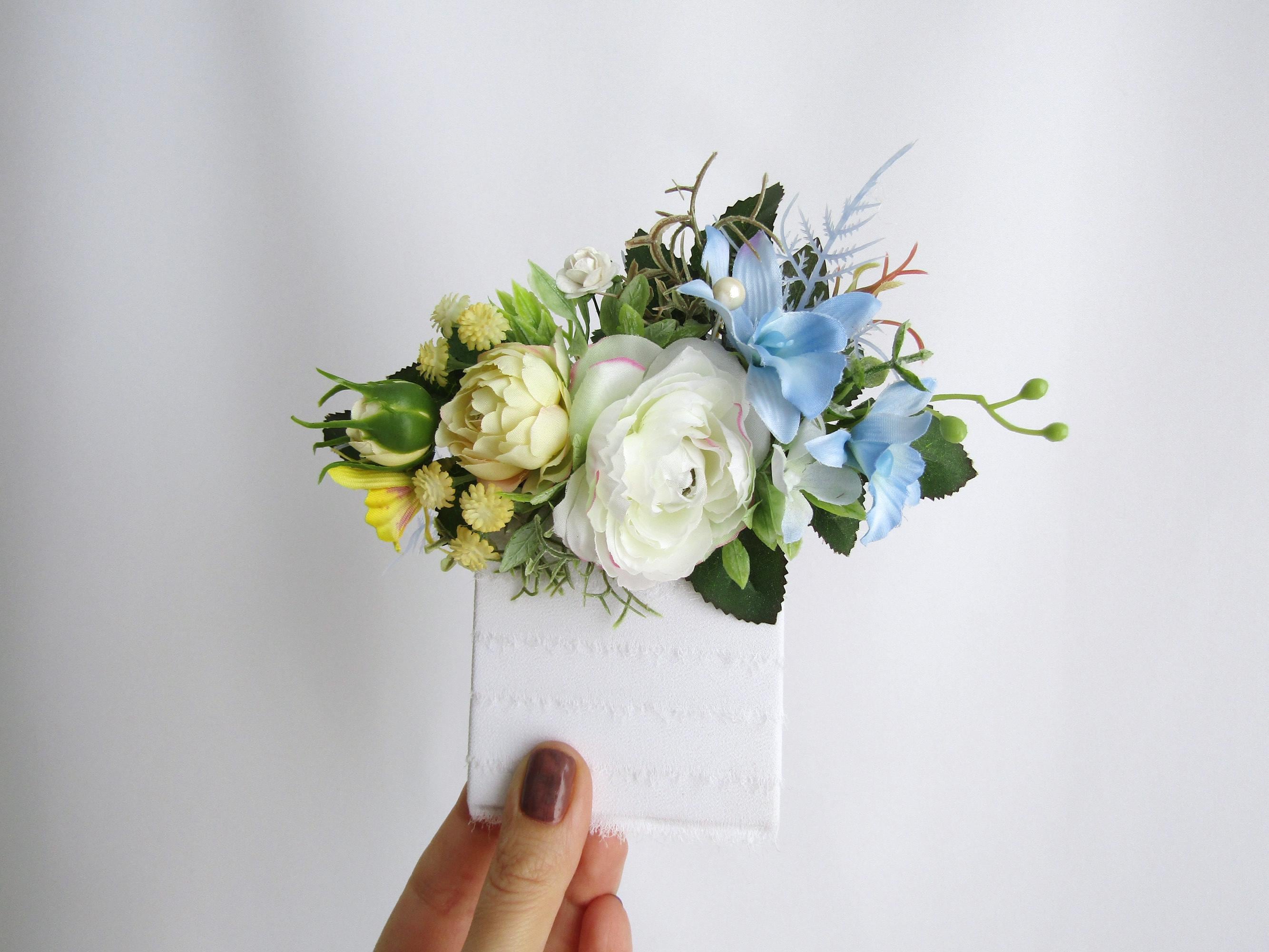 Yellow Blue Pocket Boutonniere, Groom & Groomsmen Summer Flower ...