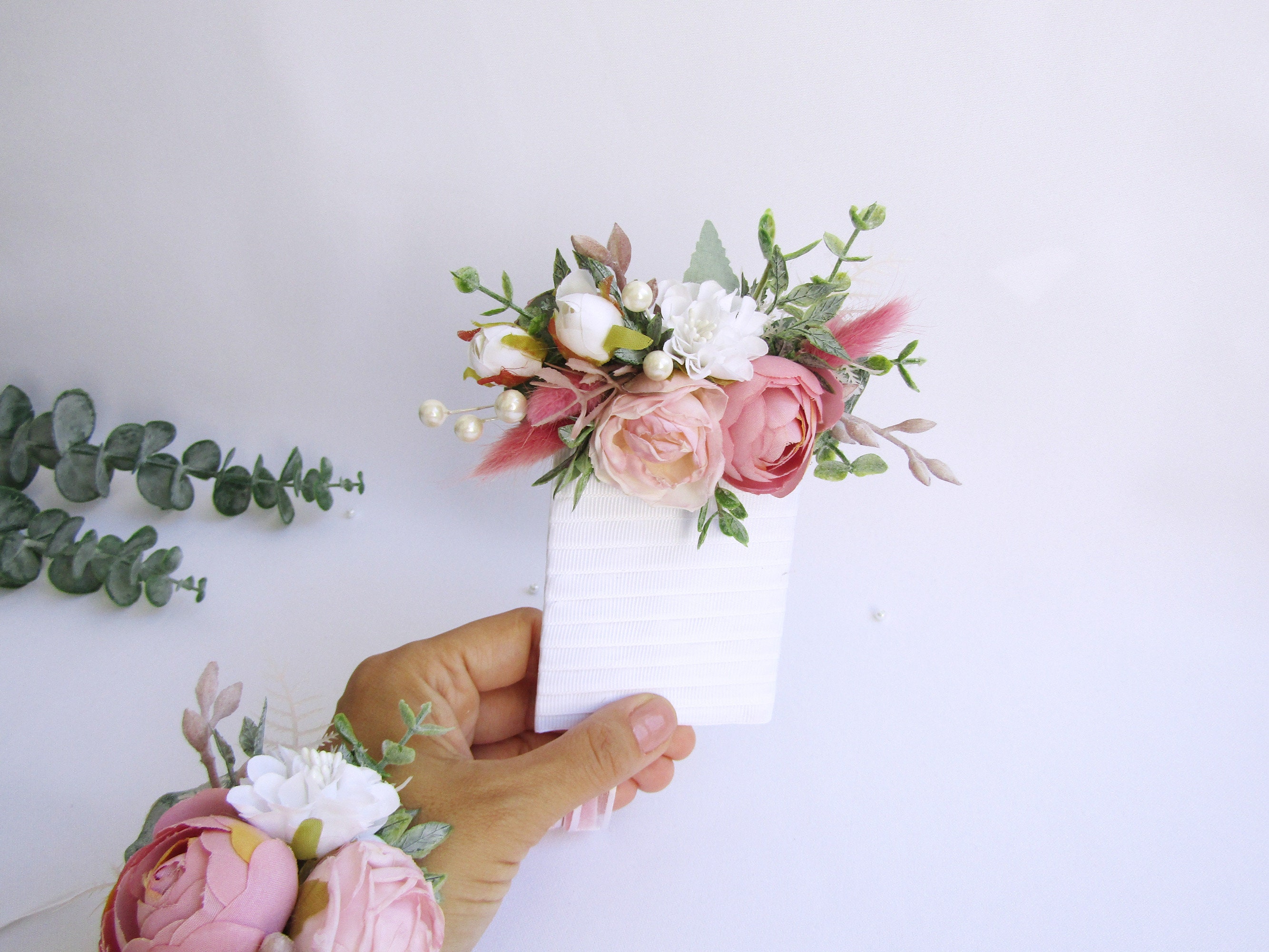 Blush Pink Pocket Boutonniere, White Pocket Boutonniere, Blush Flower ...