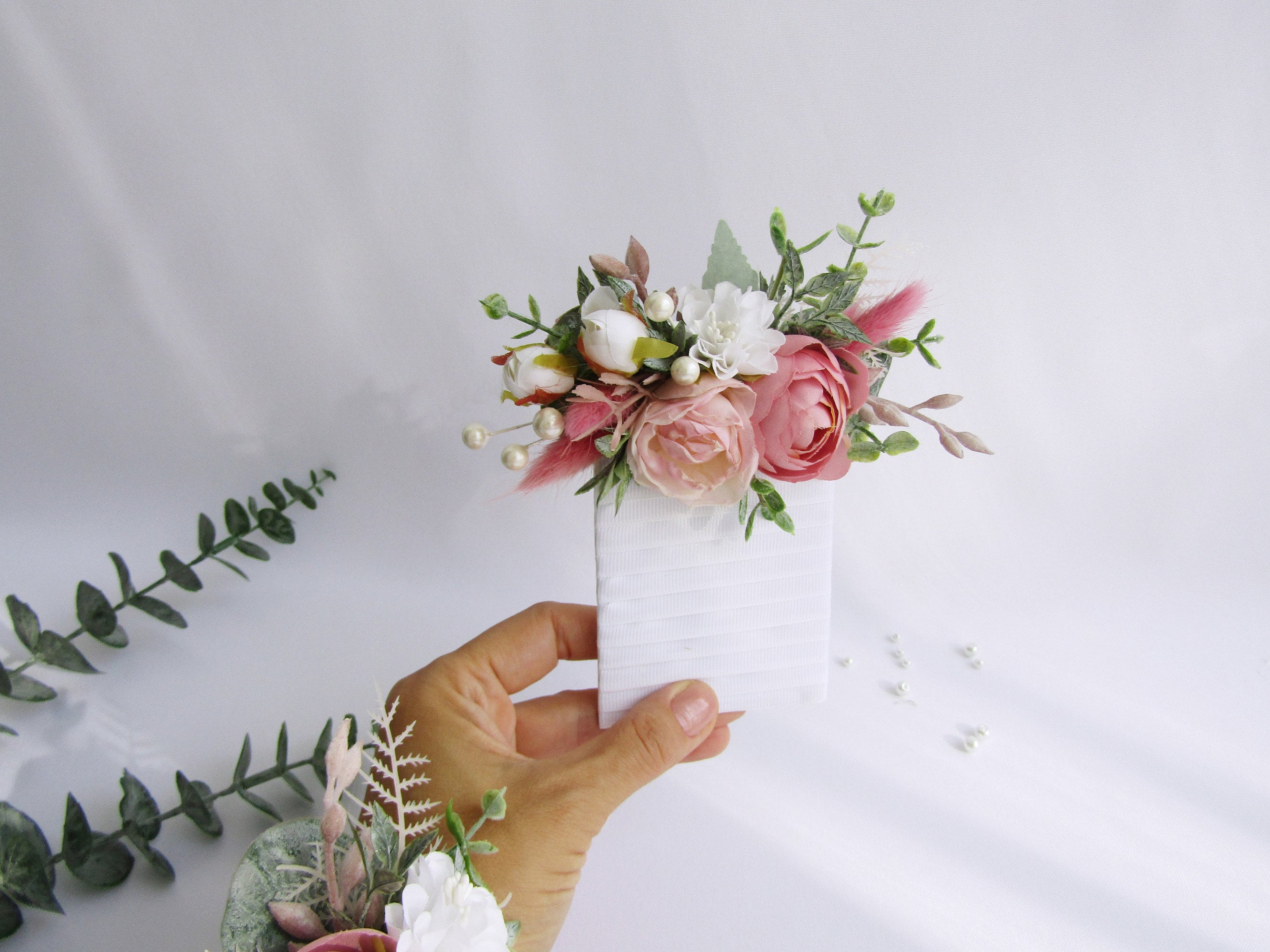 Blush Pink Pocket Boutonniere, White Pocket Boutonniere, Blush Flower ...