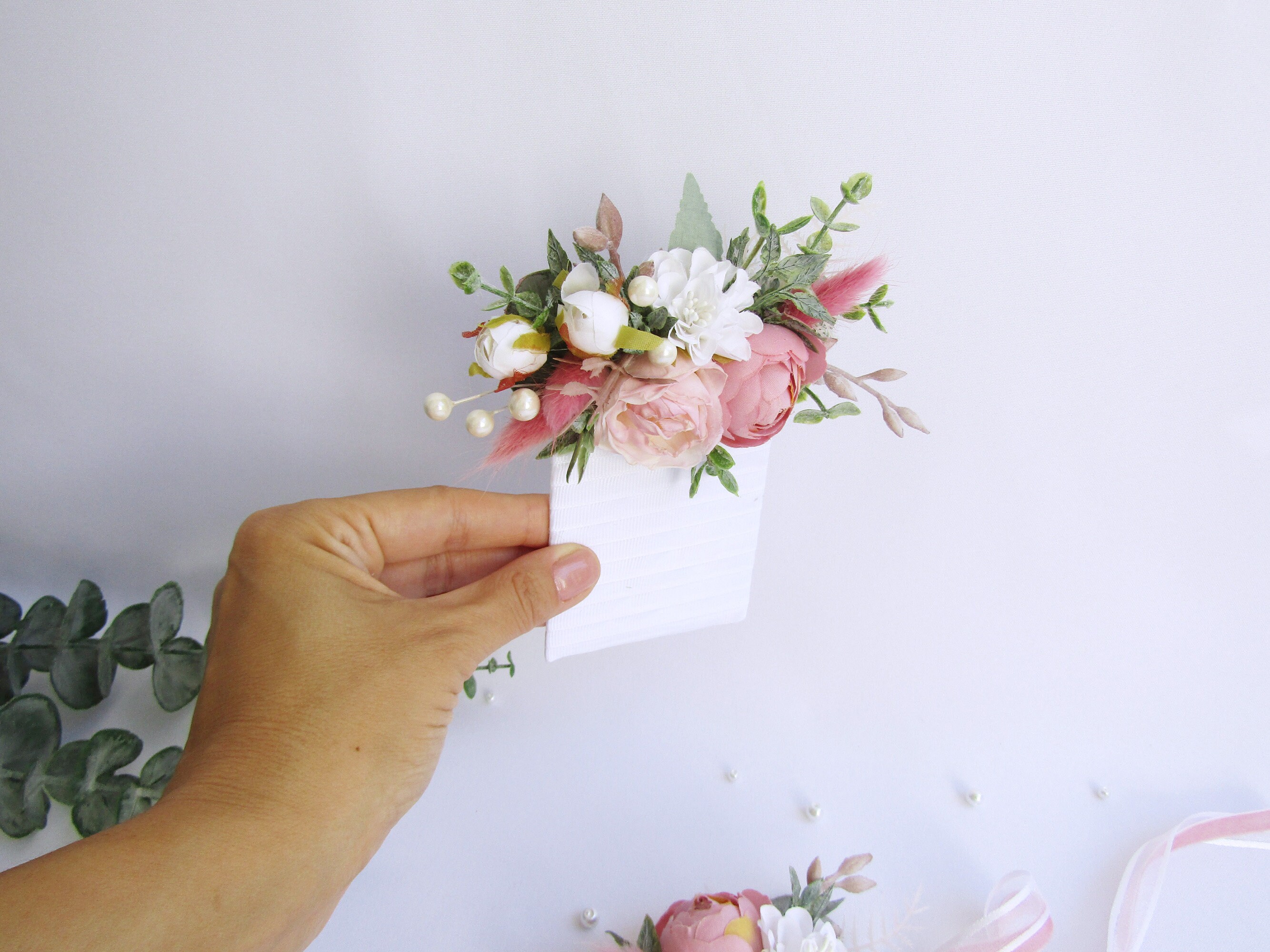 Blush Pink Pocket Boutonniere, White Pocket Boutonniere, Blush Flower ...
