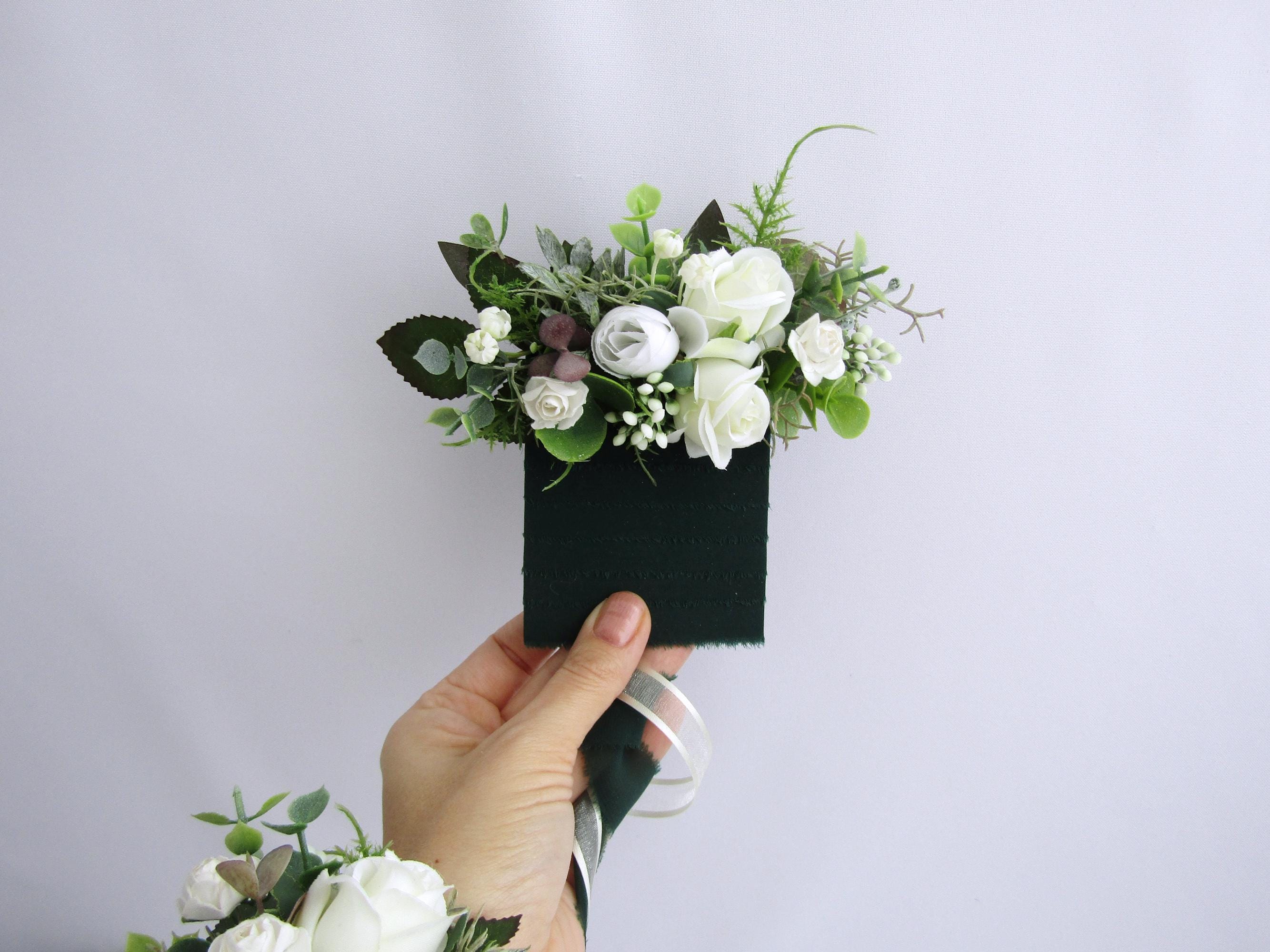 White Green Pocket Boutonniere | Men's Pocket Flower | Wedding ...