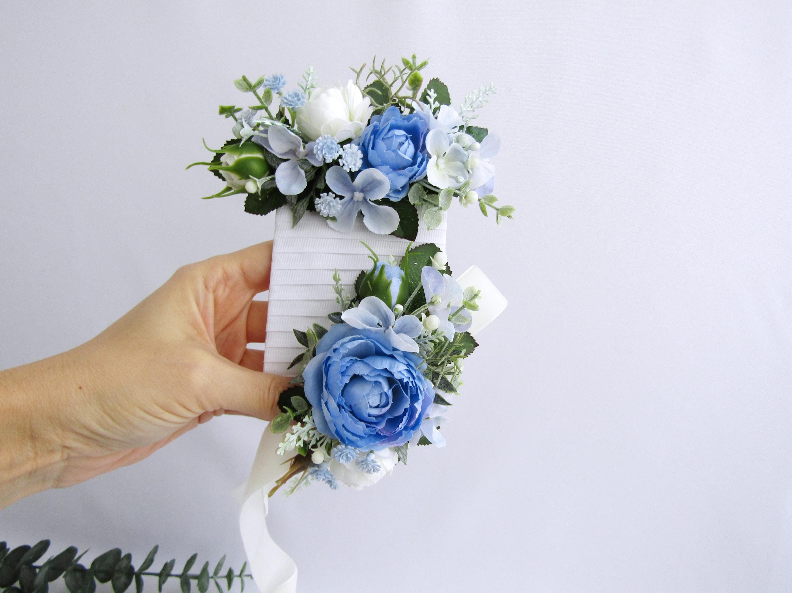 Blue and White Pocket Boutonniere, Dusty Light Blue Flower Boutonnieres ...