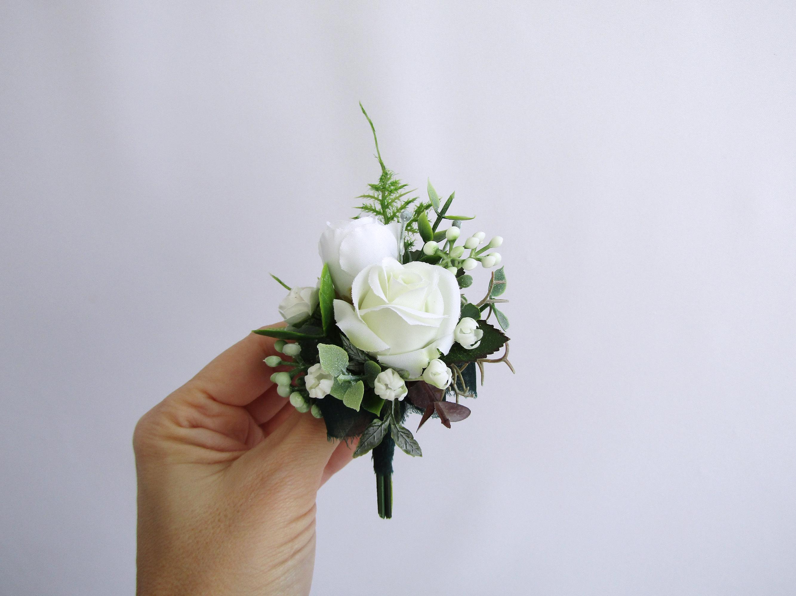White Green Pocket Boutonniere | Men's Pocket Flower | Wedding ...