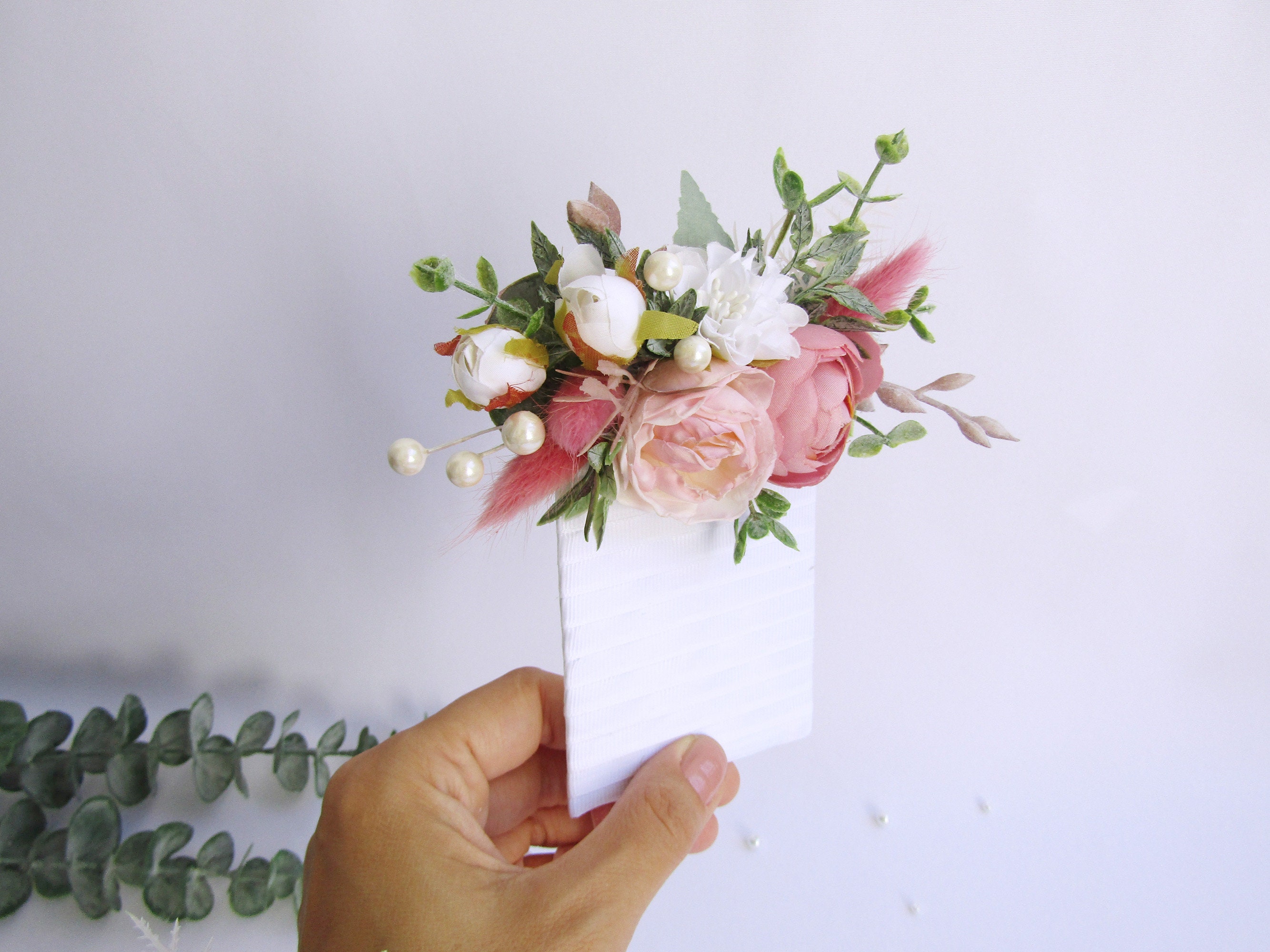 Blush Pink Pocket Boutonniere, White Pocket Boutonniere, Blush Flower ...