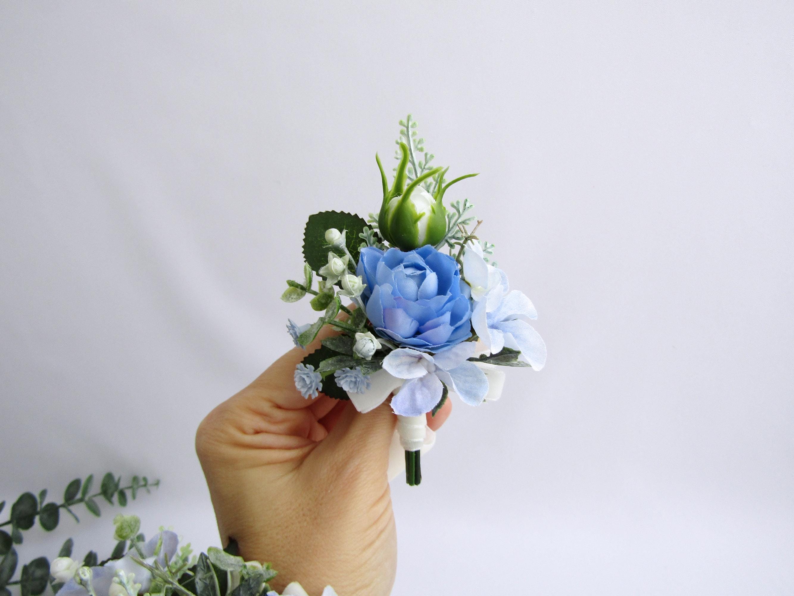 Corsage and Boutonniere Light Blue, White and Light Blue Rose ...