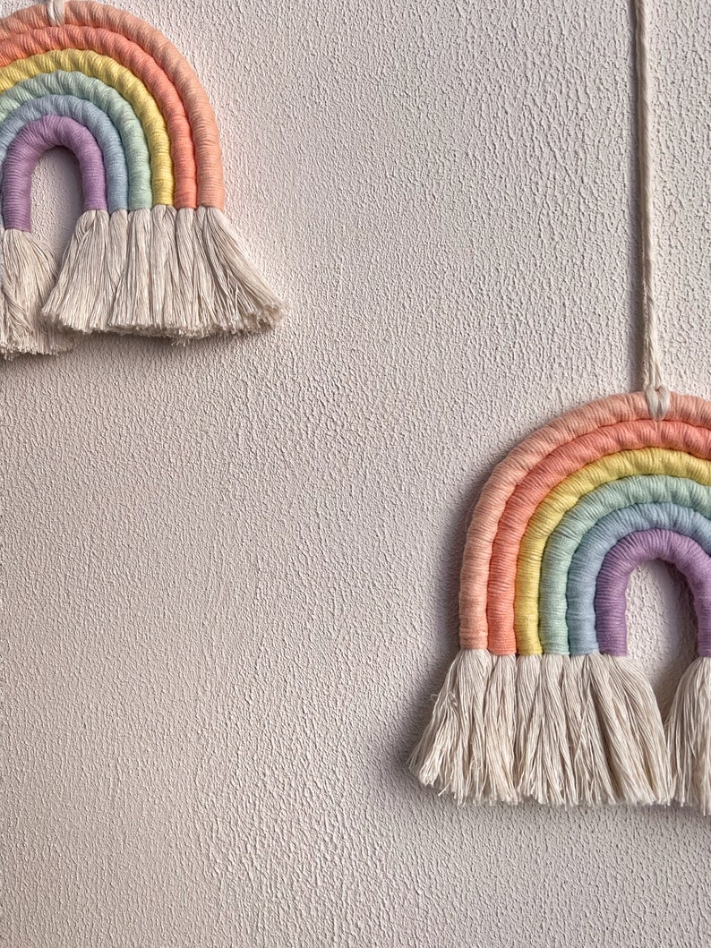 Boho Rainbow Macrame Wall Hanging Neutral Colors, Cotton Rope, Hanging Rainbow Wall Decor for ...