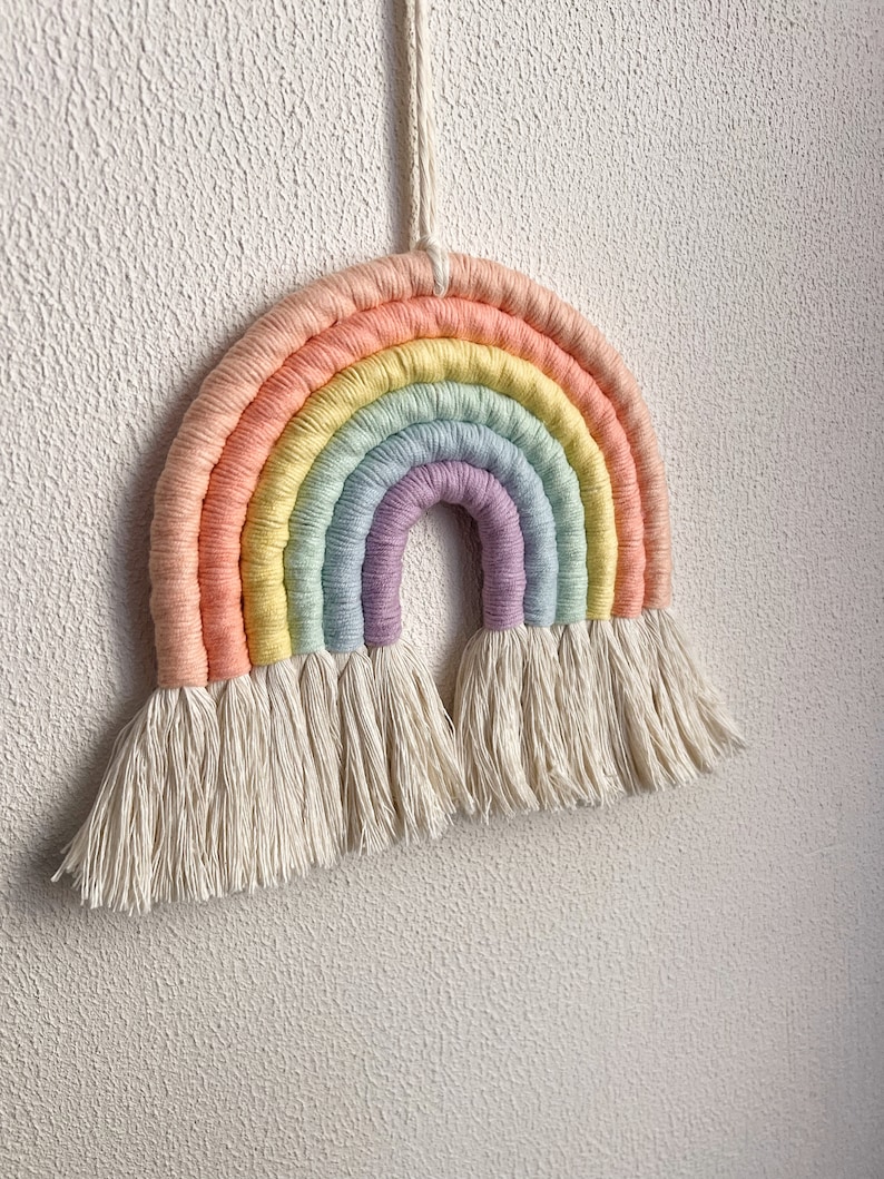 Boho Rainbow Macrame Wall Hanging Neutral Colors, Cotton Rope, Hanging Rainbow Wall Decor for ...