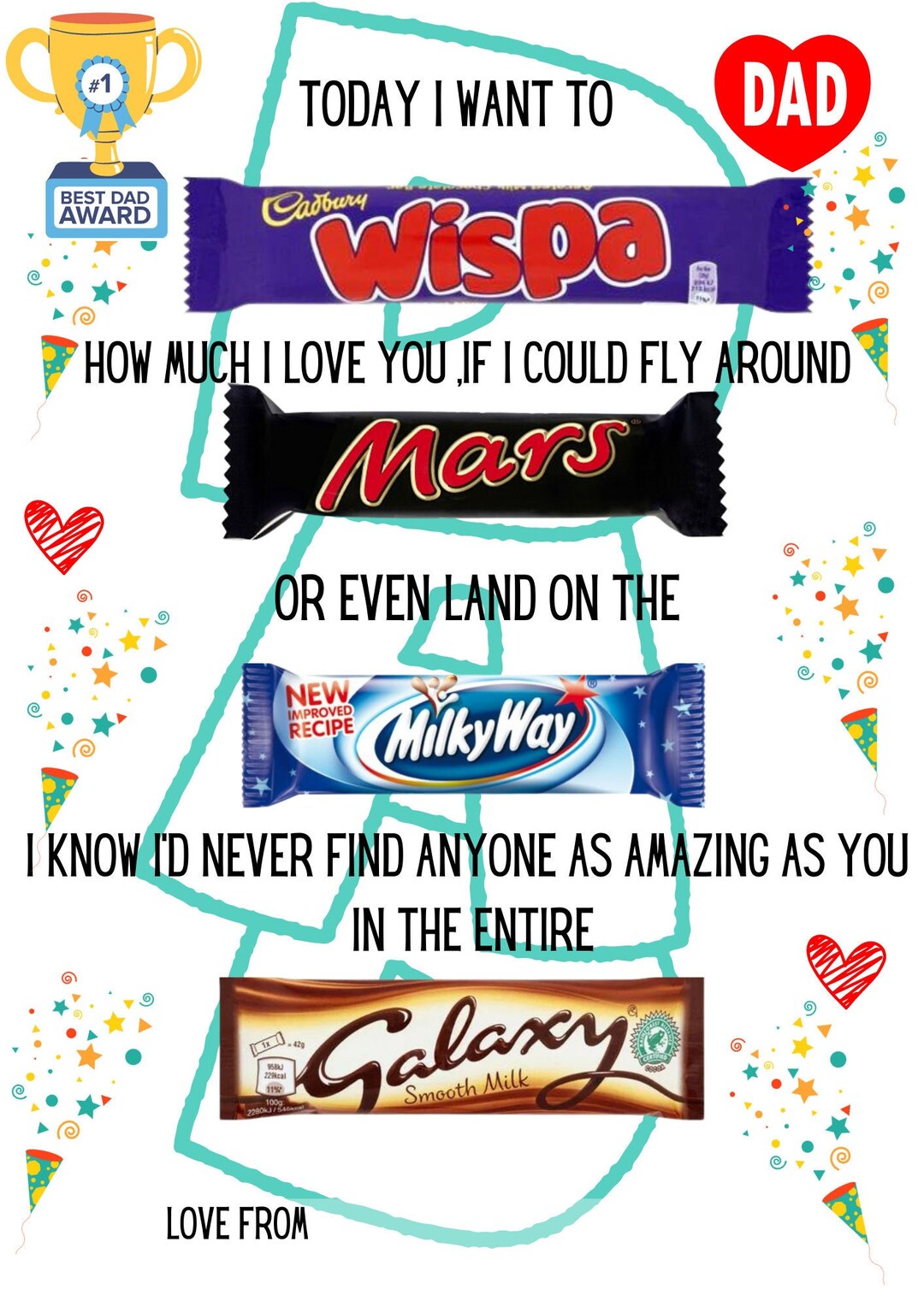 Fathers Gift Chocolate Poem Digital File/ Birthday Father’s Day Thank ...