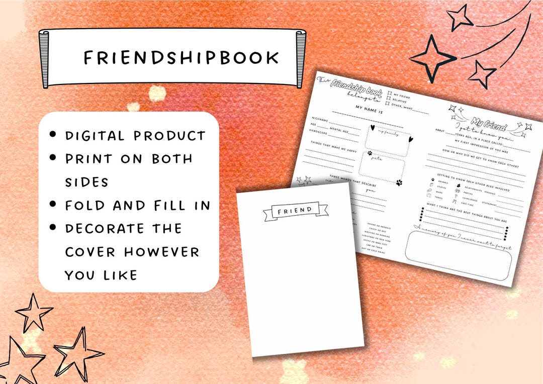 Printable Friendship Book for Adults: Nostalgic Memory Keepsake (PDF ...
