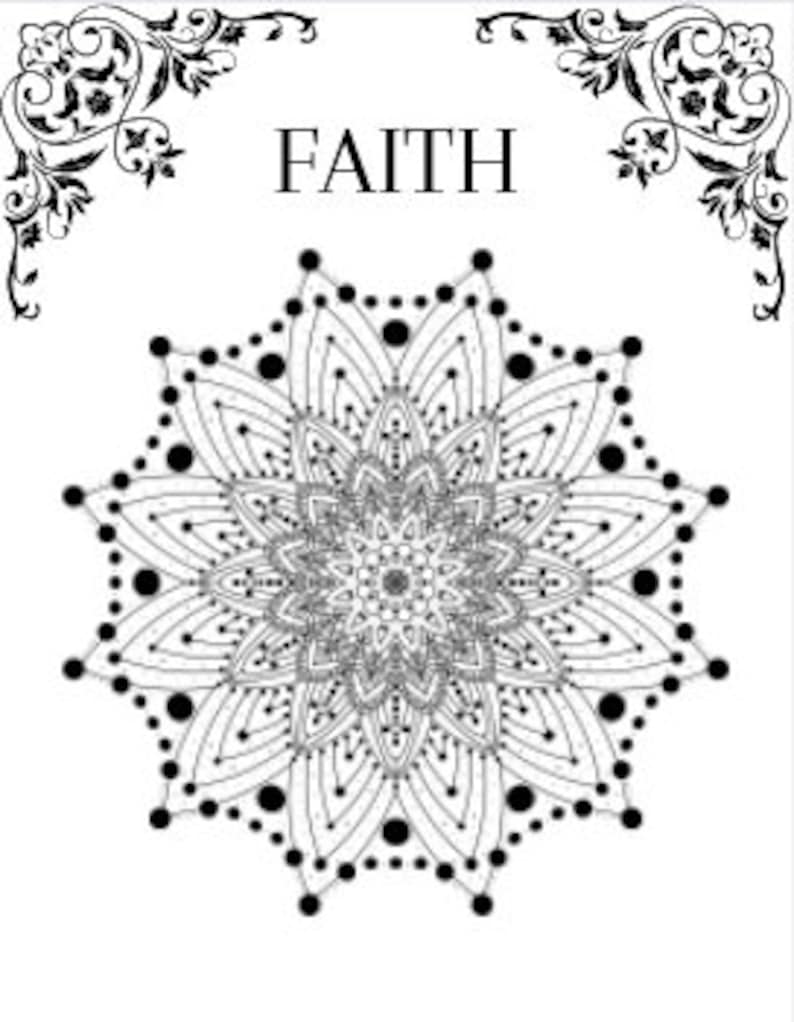 Mandala Coloring Pages. Peace, Love, Hope, Faith, Tranquility - Etsy