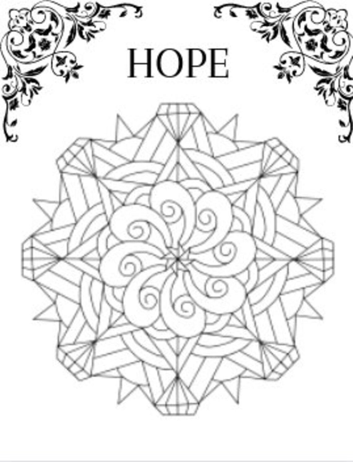 Mandala Coloring Pages. Peace, Love, Hope, Faith, Tranquility - Etsy