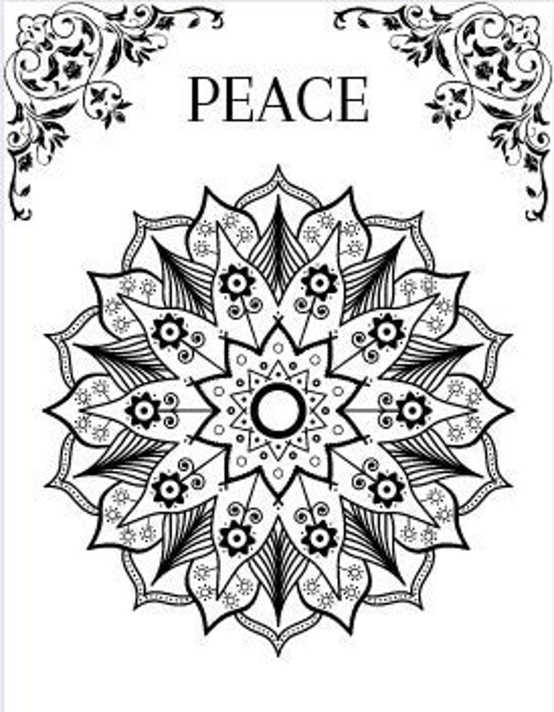 Mandala Coloring Pages. Peace, Love, Hope, Faith, Tranquility - Etsy