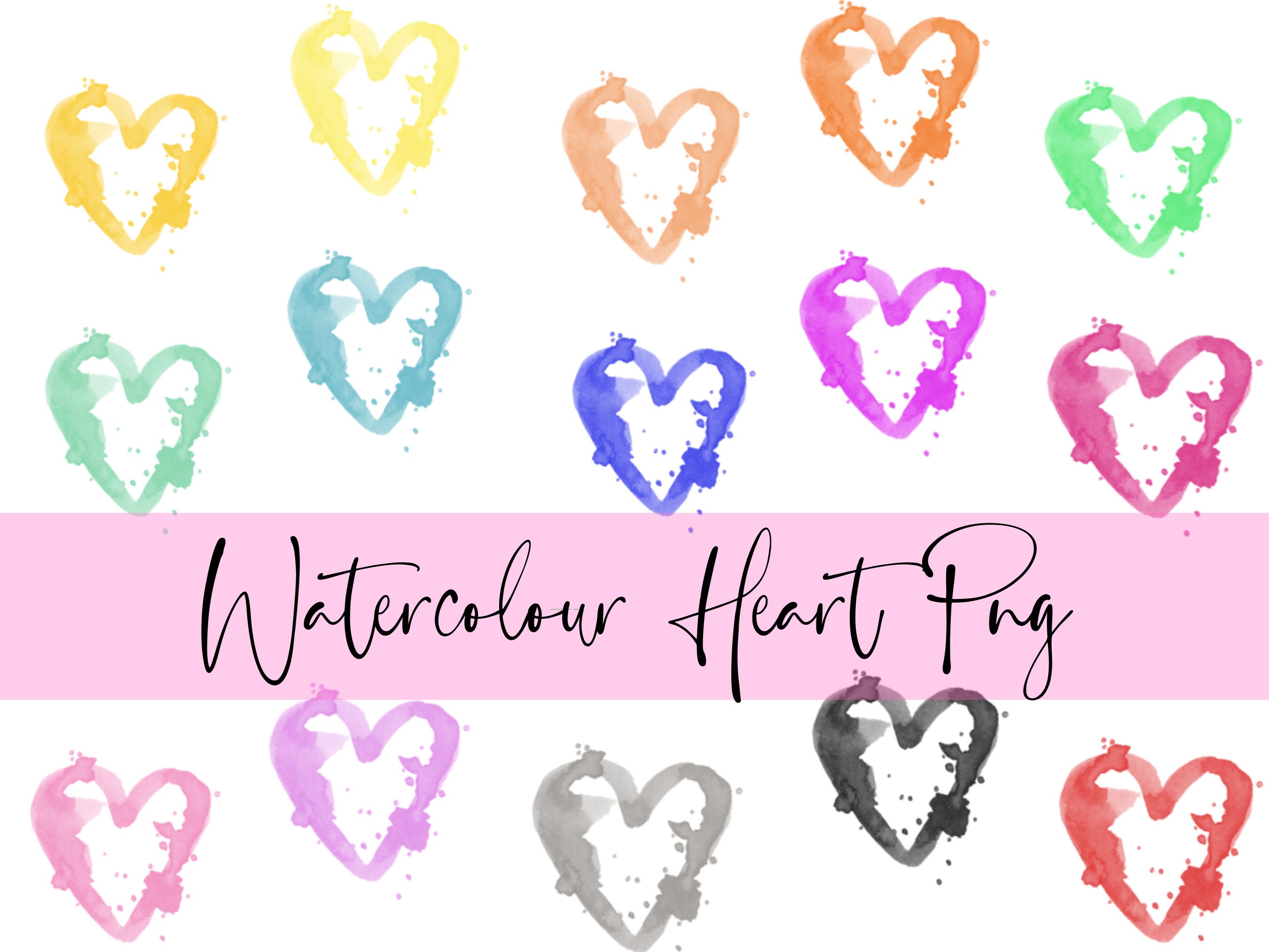 Watercolour Hearts Png Bundle Heart Sublimation Clipart - Etsy