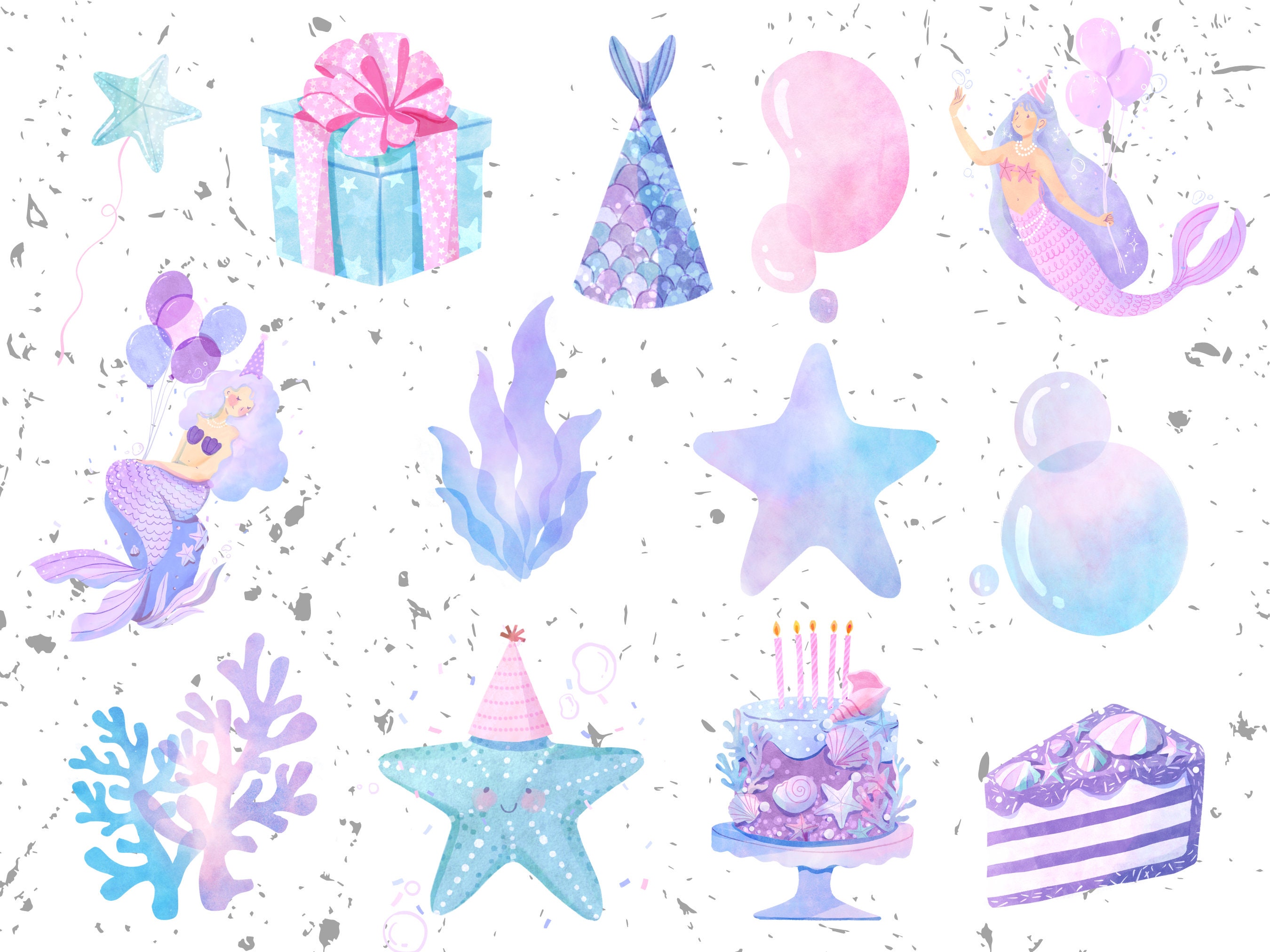 Under the Sea Mermaid Png Bundle, Mermaid Birthday Party Clipart ...